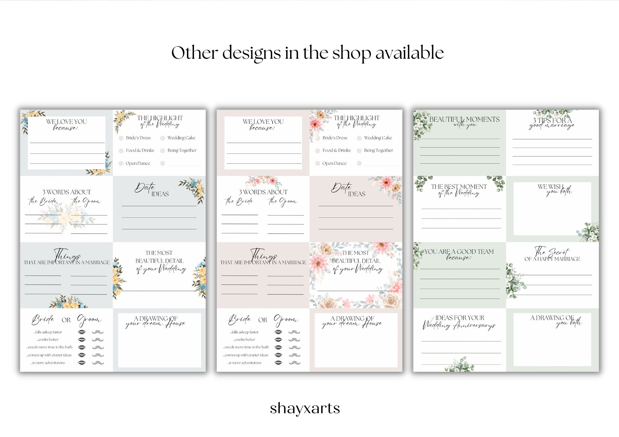 Wedding Cards for Guest Book, Wedding Guestbook Cards, Question Cards ...