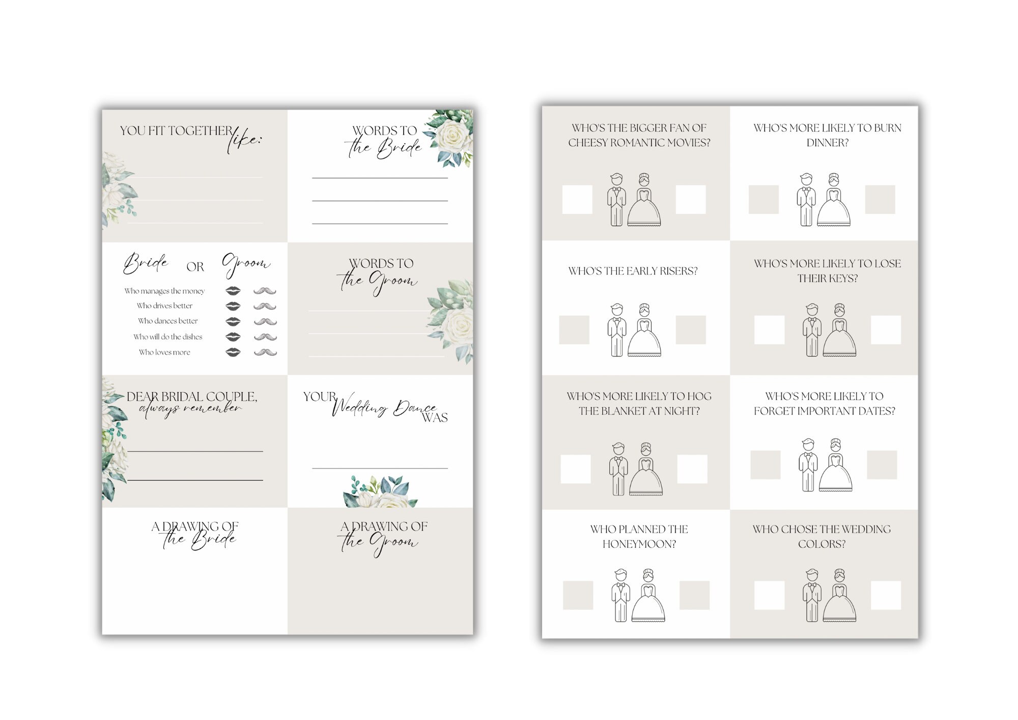 Wedding Cards for Guest Book, Wedding Guestbook Cards, Question Cards ...