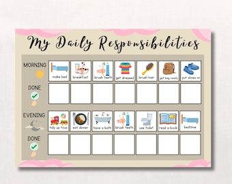 Daily Routine Chart Home School Autism Special Needs Children Kids Day ...