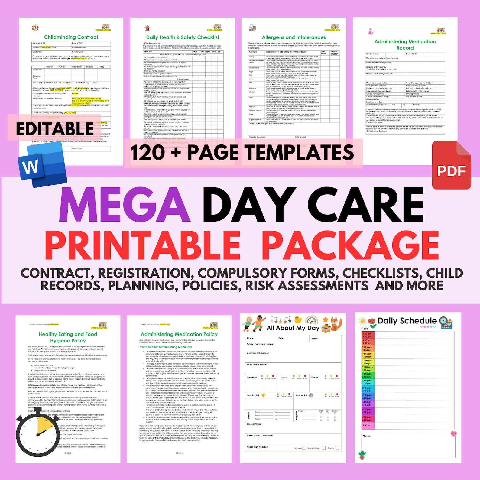 Daycare Forms, Daycare Paperwork Planning Child Assessment , Daycare ...