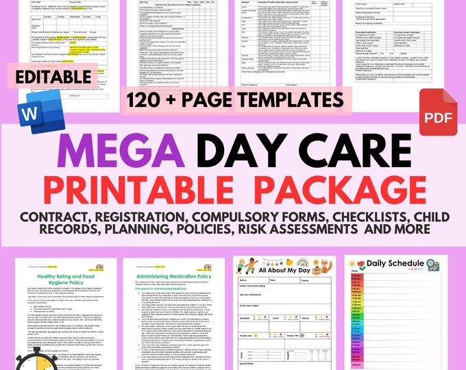 Daycare Forms, Daycare Paperwork Planning Child Assessment , Daycare ...