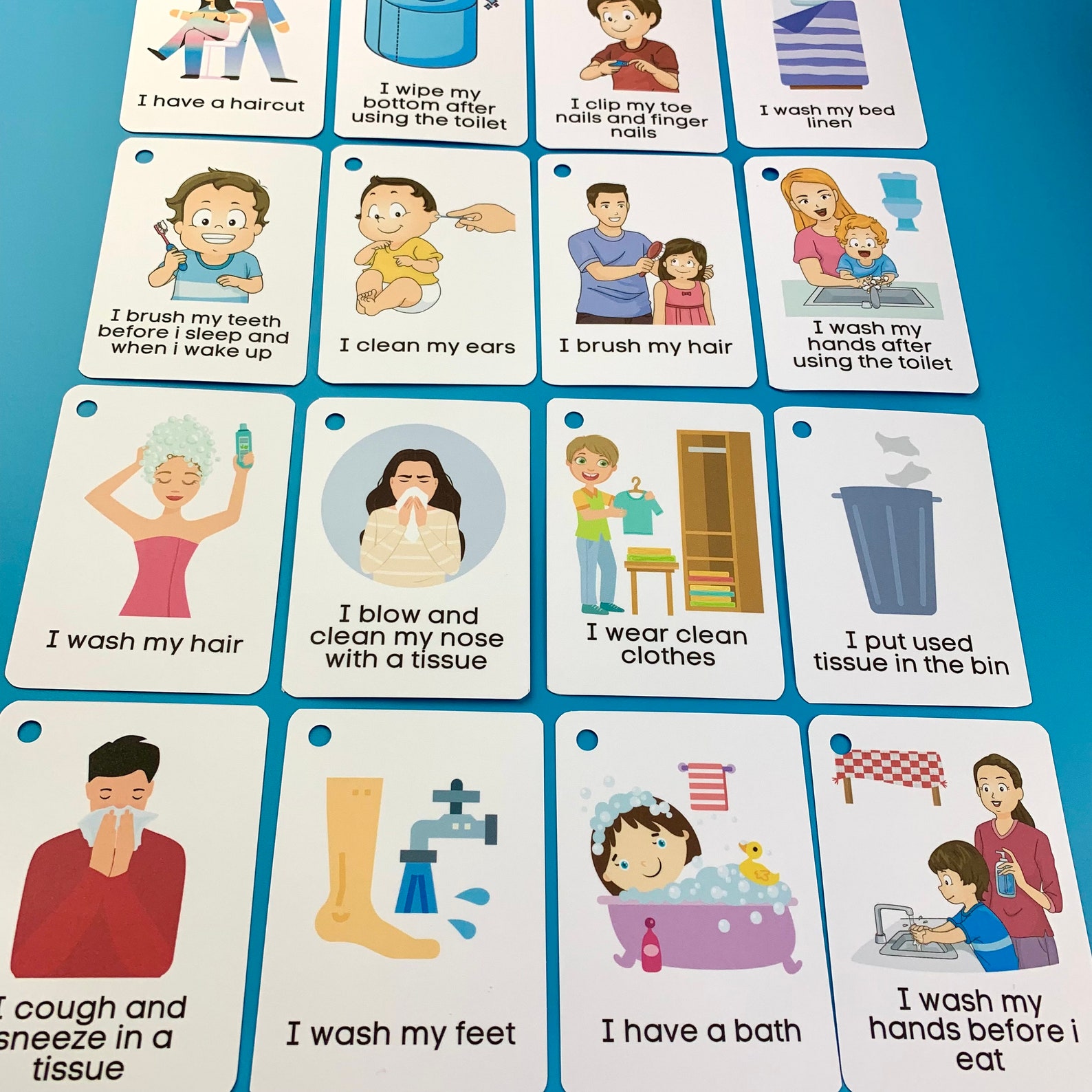 Personal Hygiene Flash Cards Home School Learning Children Toddler Kids ...