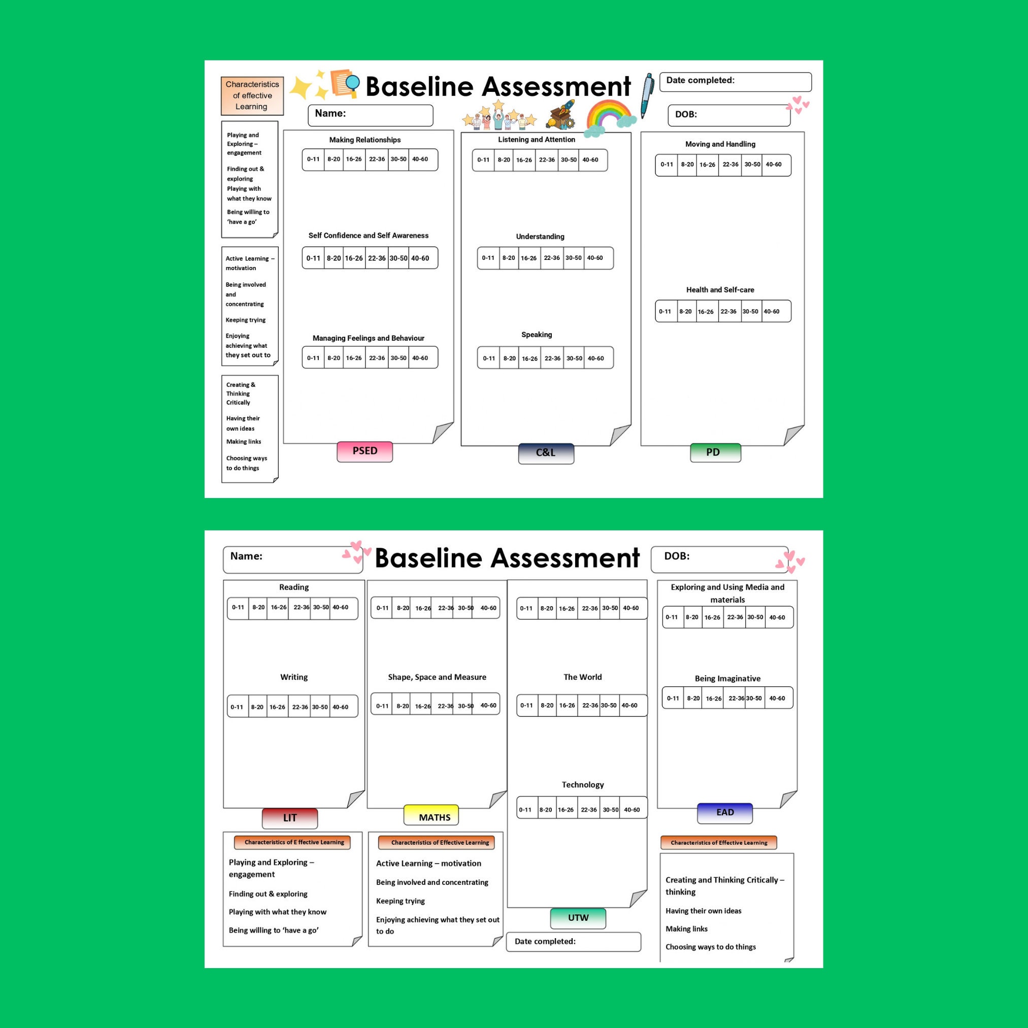 Day Care Baseline Assessment, EYFS Observation, Planning Childminder ...