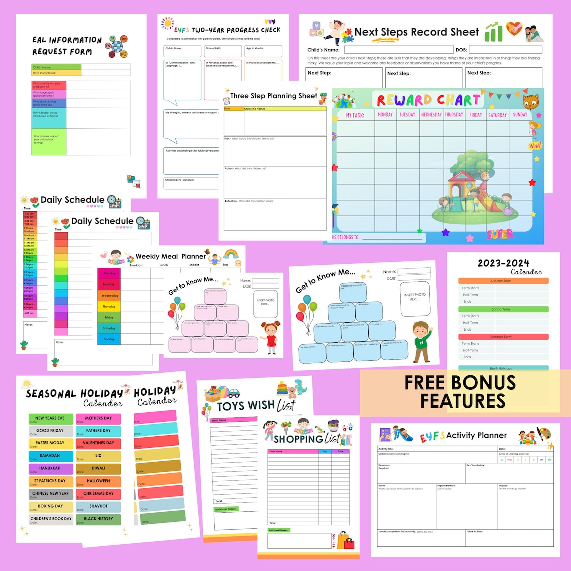 Daycare Forms, Daycare Paperwork Planning Child Assessment , Daycare ...