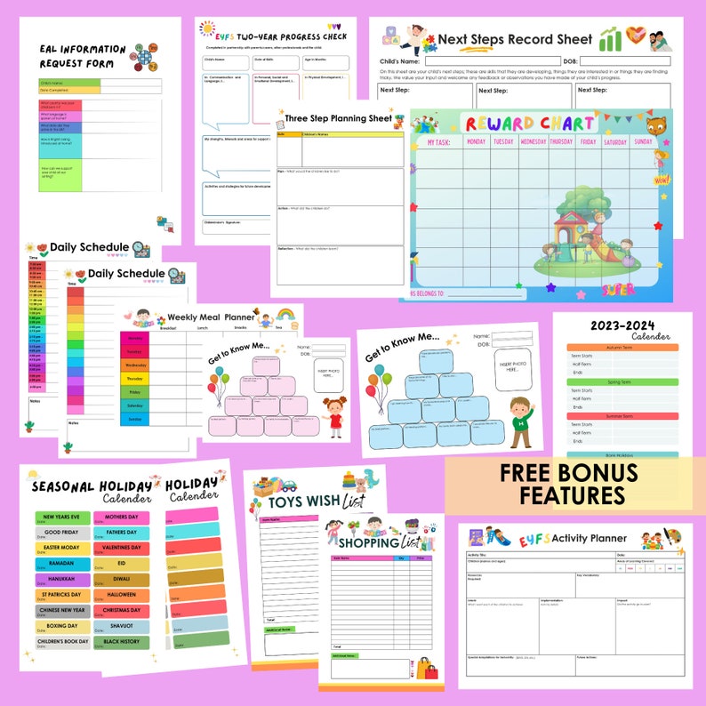 Daycare Forms, Daycare Paperwork Planning Child Assessment , Daycare ...