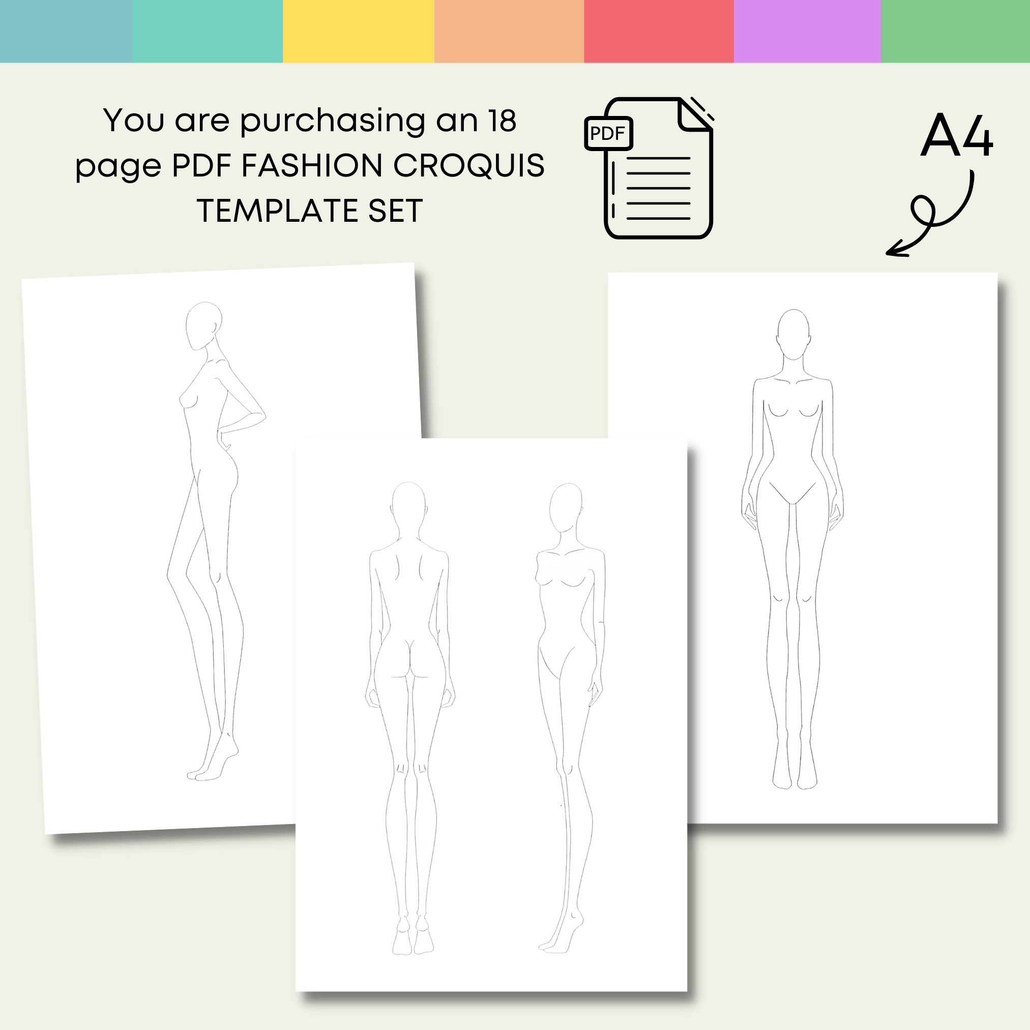 Fashion Croquis Template Figure Set, Figure Poses, Fashion Figure ...