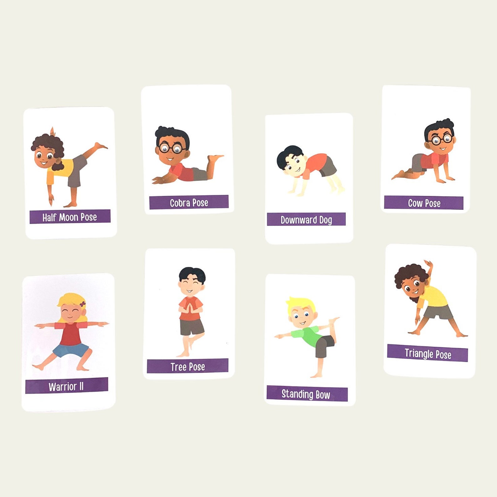 Yoga Poses Positions Flash Cards Children Preschool Educational ...