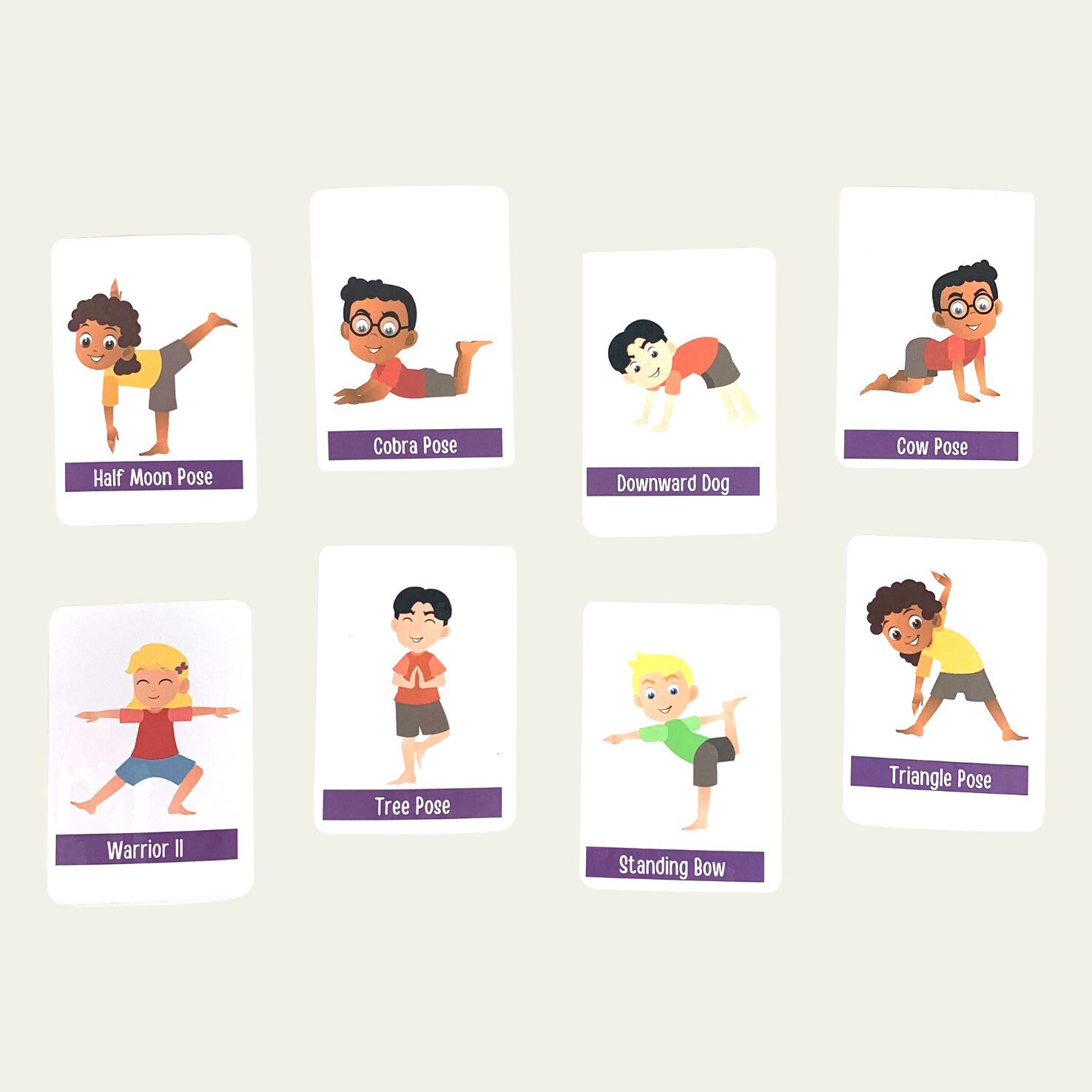 Yoga Poses Positions Flash Cards Children Preschool Educational ...