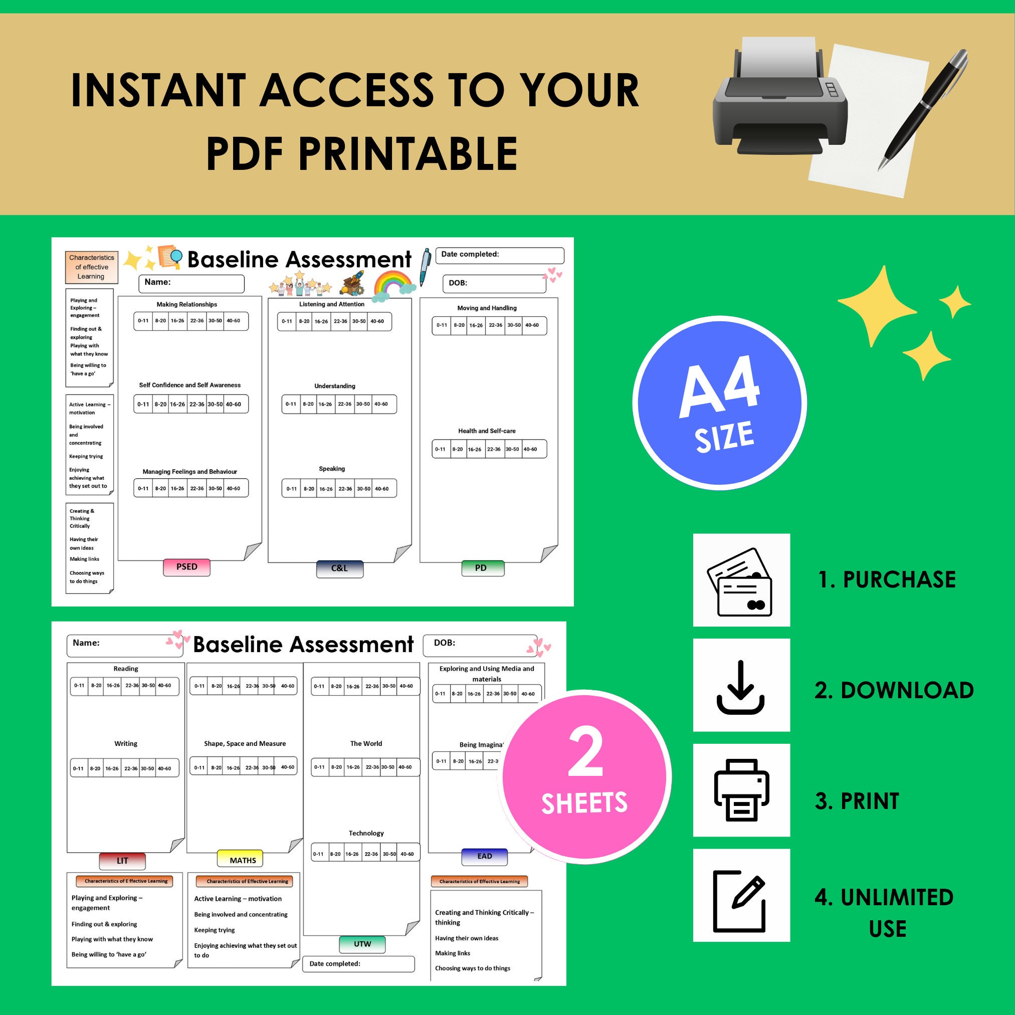 Day Care Baseline Assessment, EYFS Observation, Planning Childminder ...