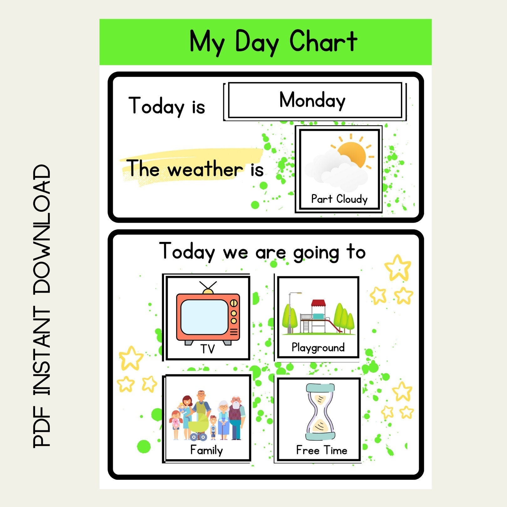 Day Chart Home School Autism Special Needs Children Kids Daily Routine ...