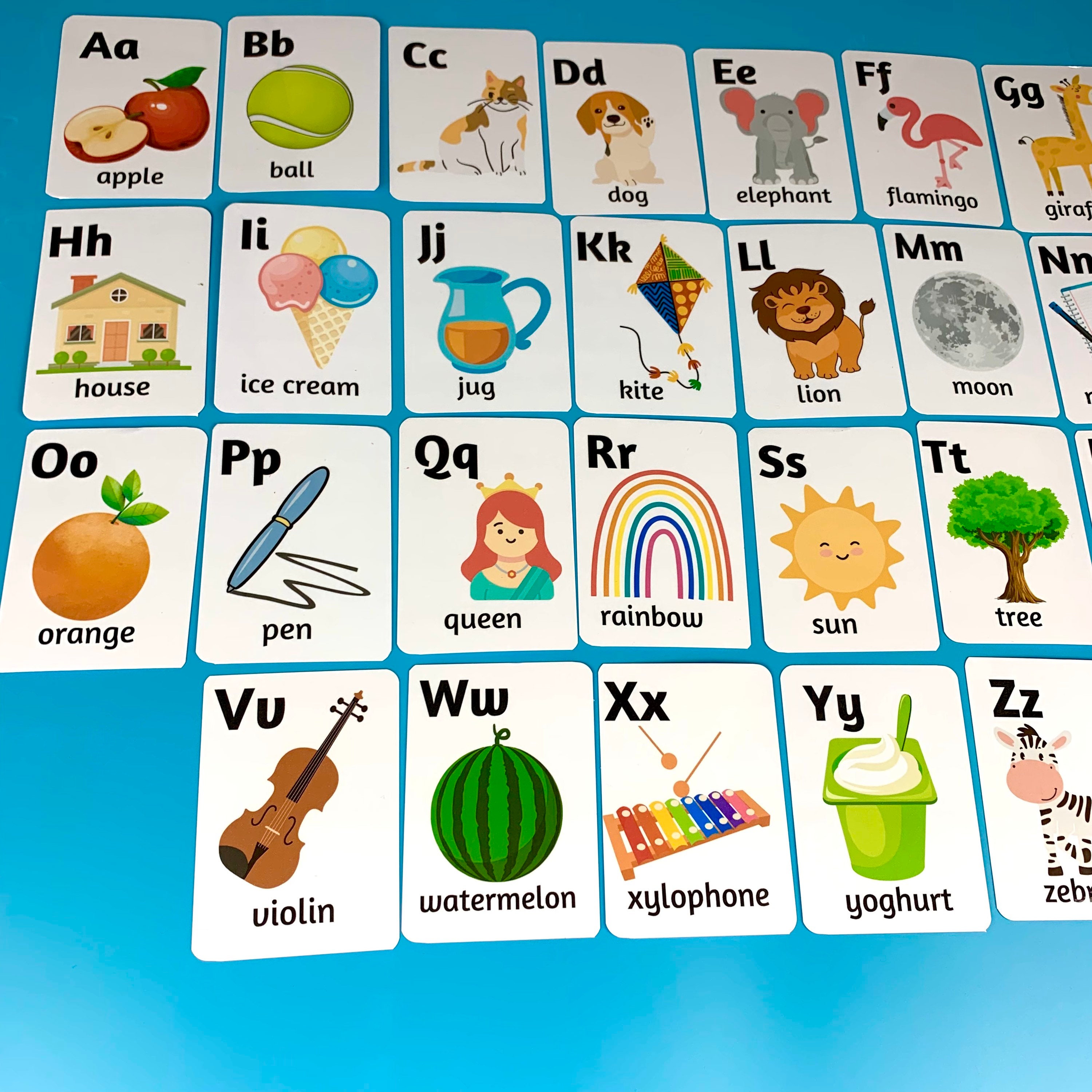 Alphabet Flash Cards Preschool Kids Children First Words Printable ...