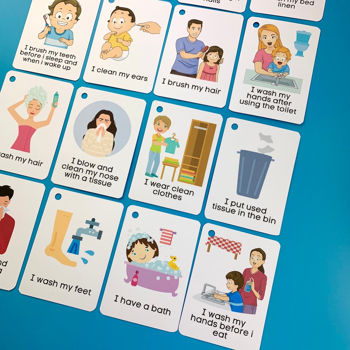 Personal Hygiene Flash Cards Home School Learning Children Toddler Kids ...