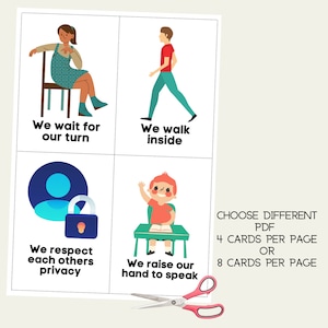 Class Room Golden Rules Home School Flash Cards Children Communication ...