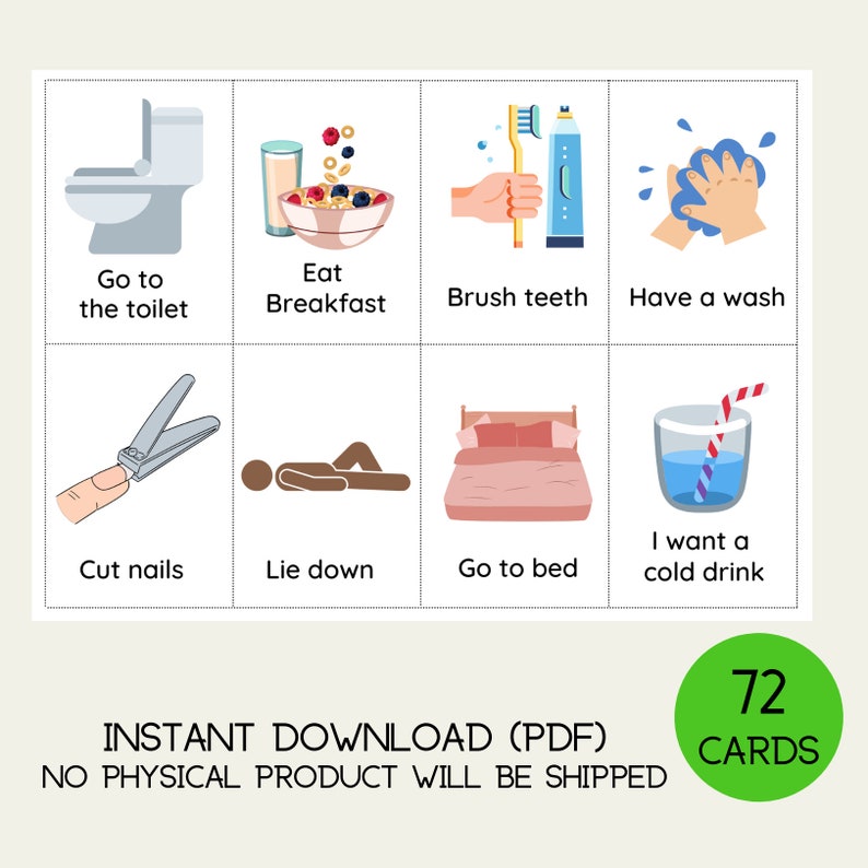 Communication Speech Cards 72 Pack Special Needs Learning Non Verbal ...