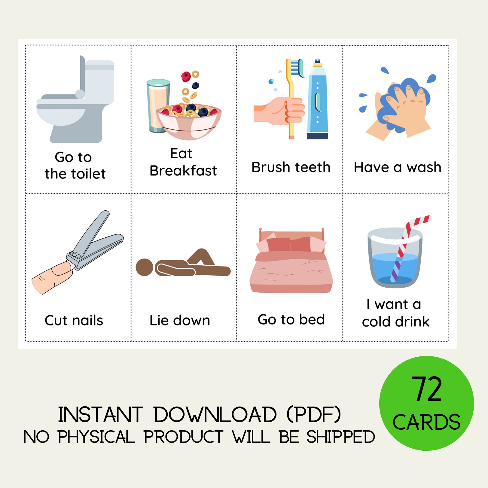 Communication Speech Cards 72 Pack Special Needs Learning Non Verbal ...