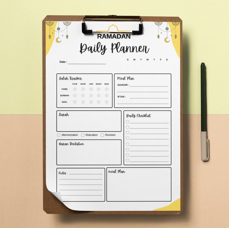 Ramadan Daily Planner Printable Digital Ramadaan Planner Daily Salat ...