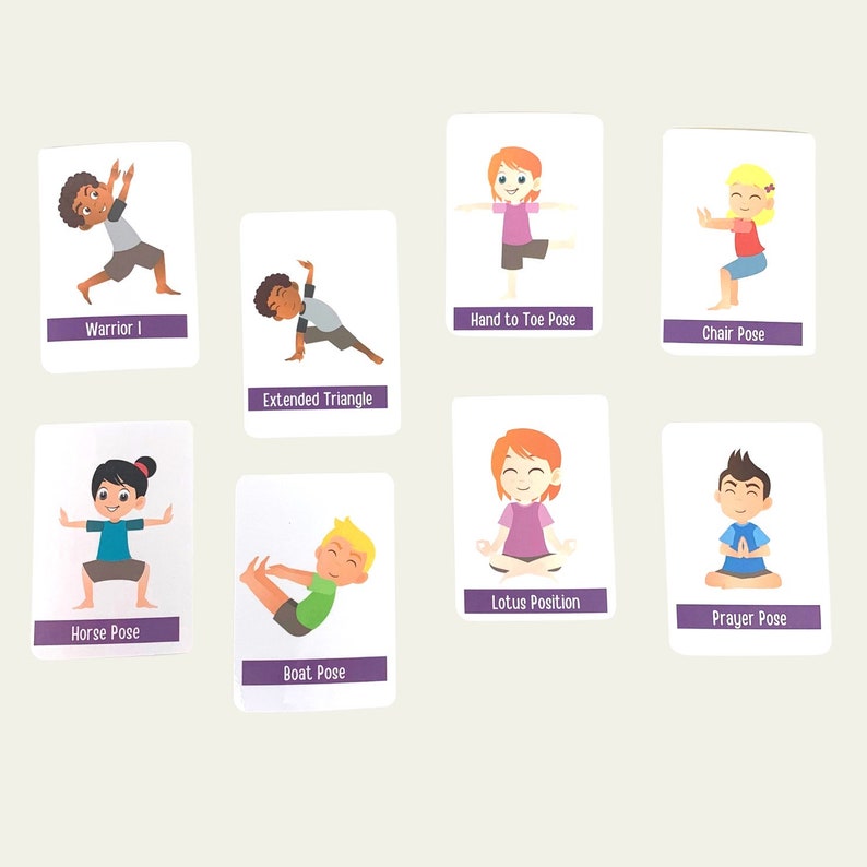 Yoga Poses Positions Flash Cards Children Preschool Educational ...