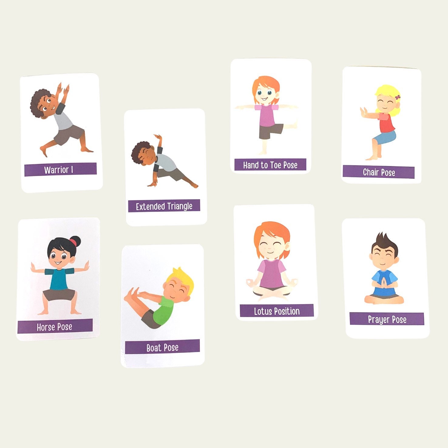 Yoga Poses Positions Flash Cards Children Preschool Educational ...