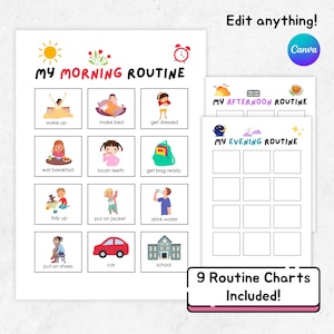 Daily Visual Routine Cards, EDITABLE Cards and Routine Chart, Daily ...