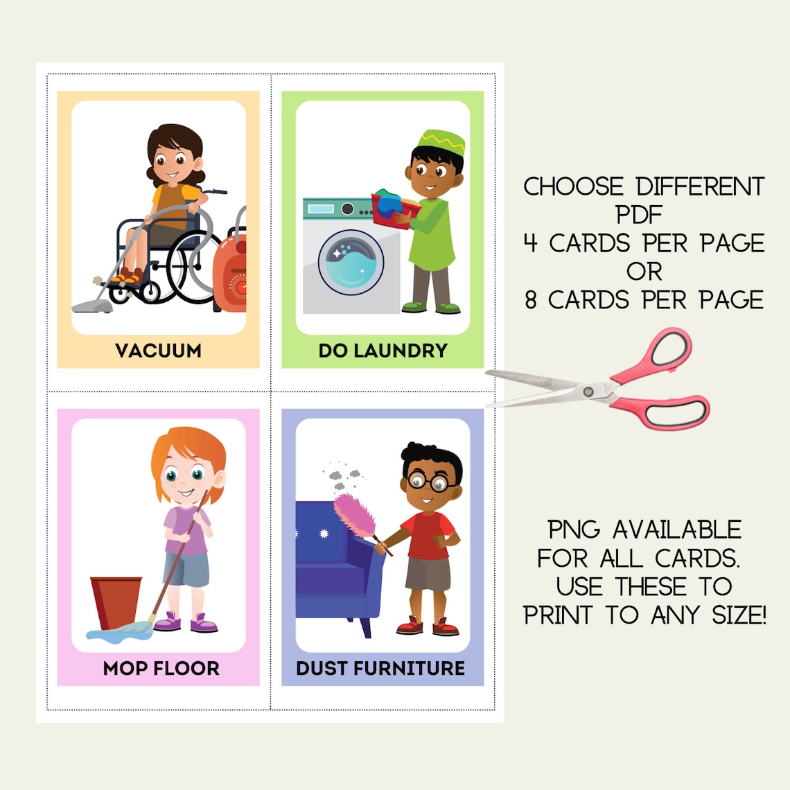 Household Chores Flash Cards Promoting Behaviour Discipline Home School ...
