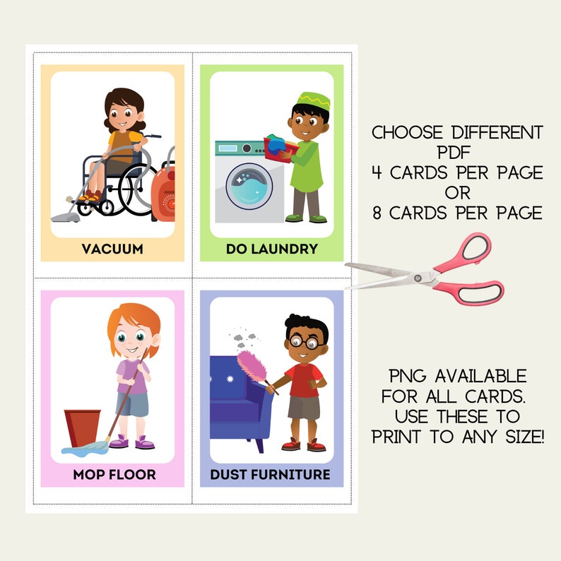 Household Chores Flash Cards Promoting Behaviour Discipline Home School ...