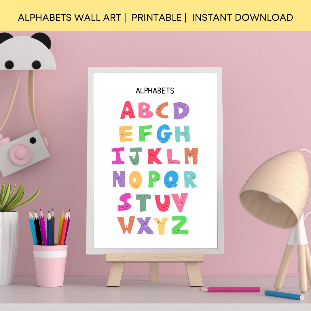 Alphabet Print, Alphabet Poster, Nursery Bedroom Playroom Alphabet ...