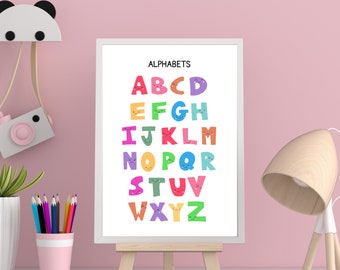 Alphabet Print, Alphabet Poster, Learning, Nursery Bedroom Playroom ...