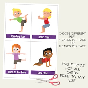 Yoga Poses Positions Flash Cards Children Preschool Educational ...