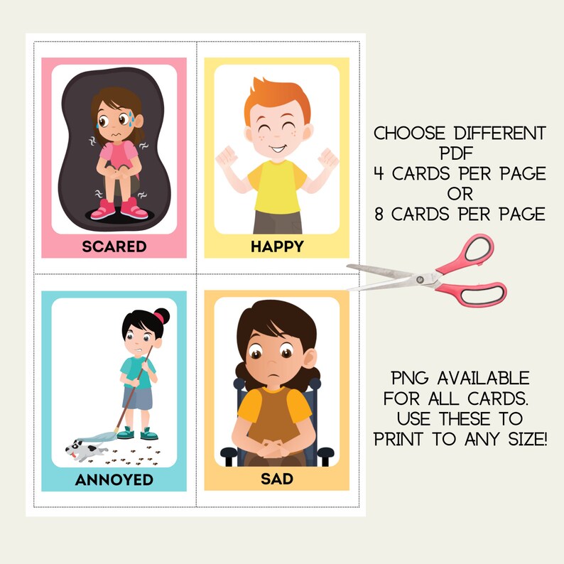 Emotions Feelings Flash Cards PDF Printable Download Children ...