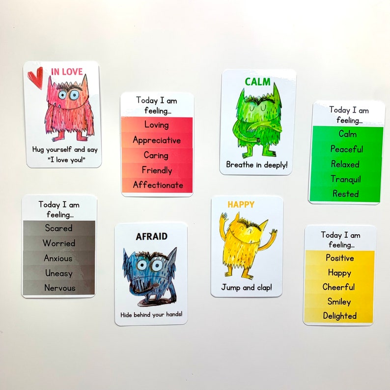 Colour Monster Flash Cards PDF Printable Emotions Behaviour - Etsy UK