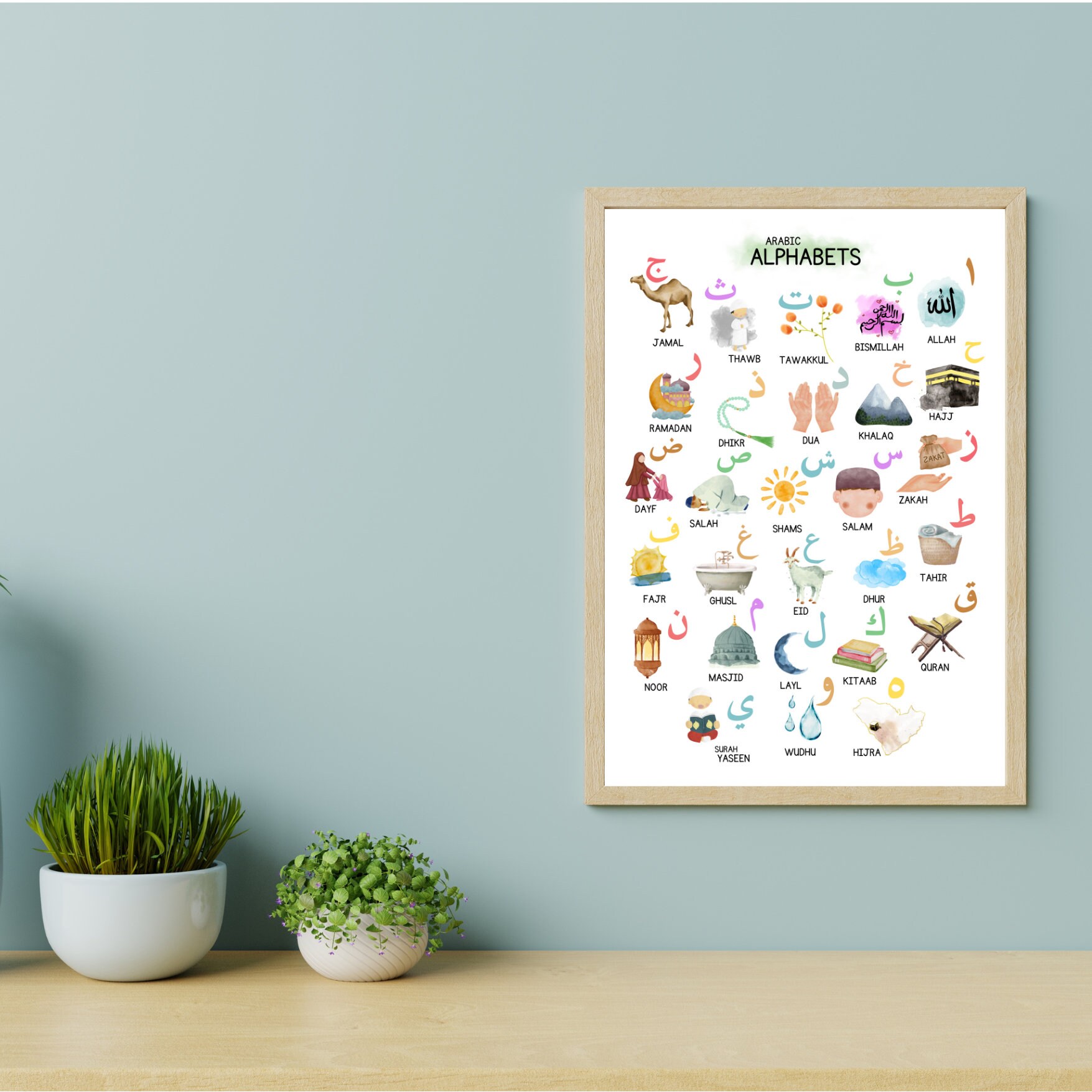 Arabic Alphabet Poster Islamic Muslim Edition Wall Art Print Digital ...