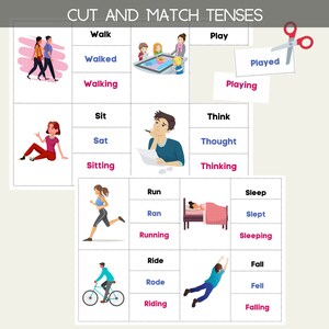 Action Verbs Flash Cards Children Preschool Educational Activity Kids ...