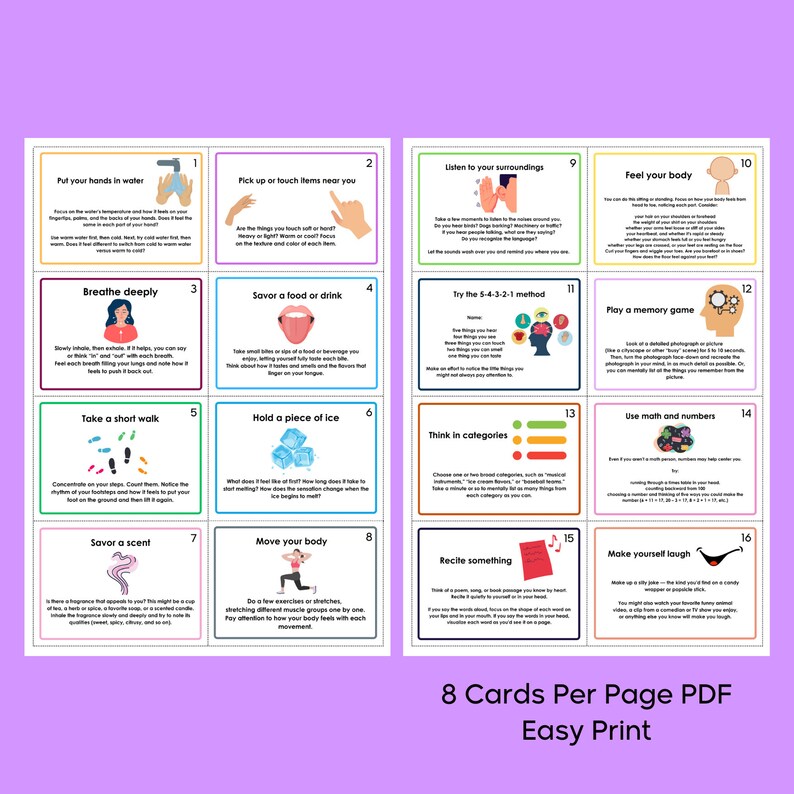 Grounding Cards, Grounding Techniques, Mindfullness, Anxiety Coping ...