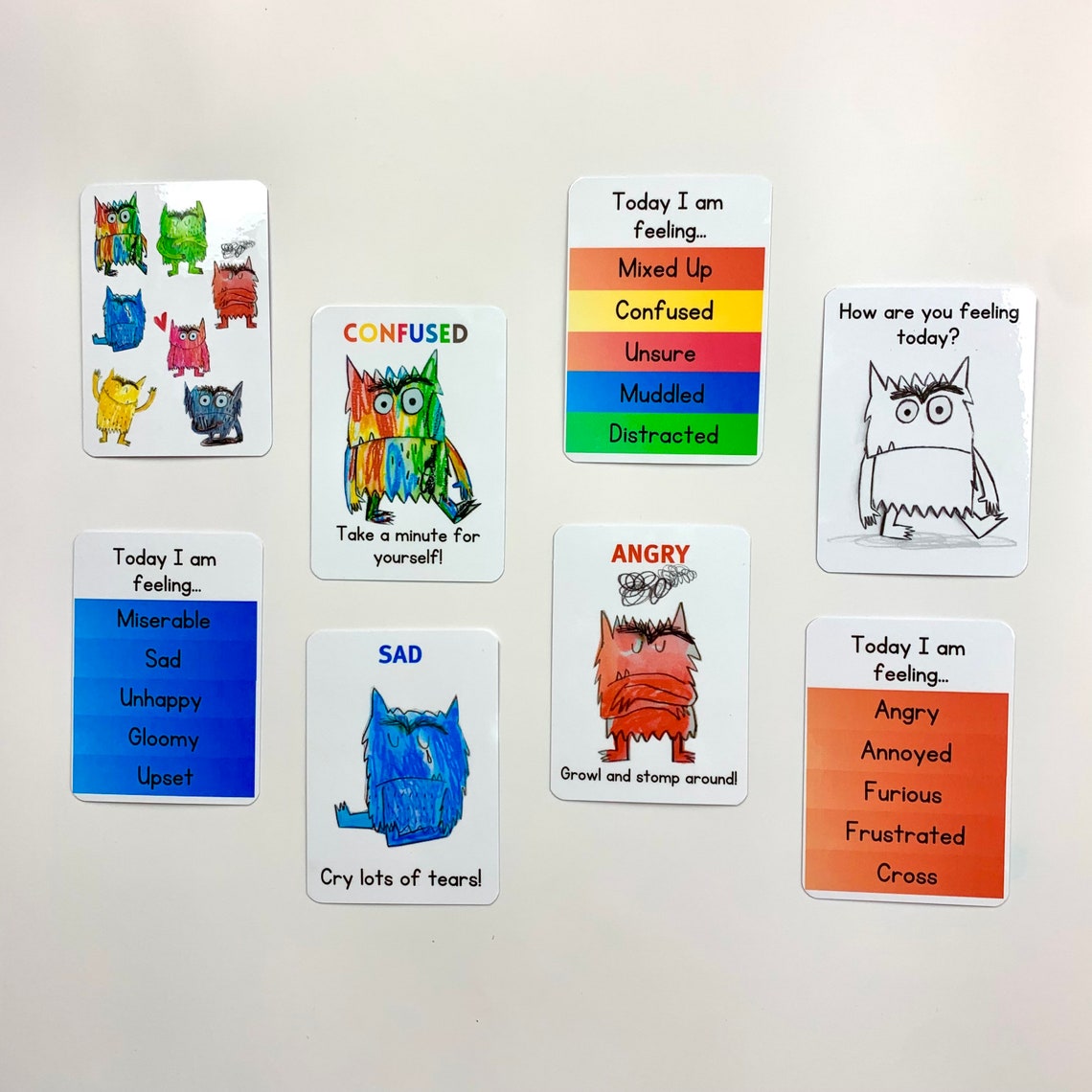 Colour Monster Flash Cards PDF Printable Emotions Behaviour - Etsy UK