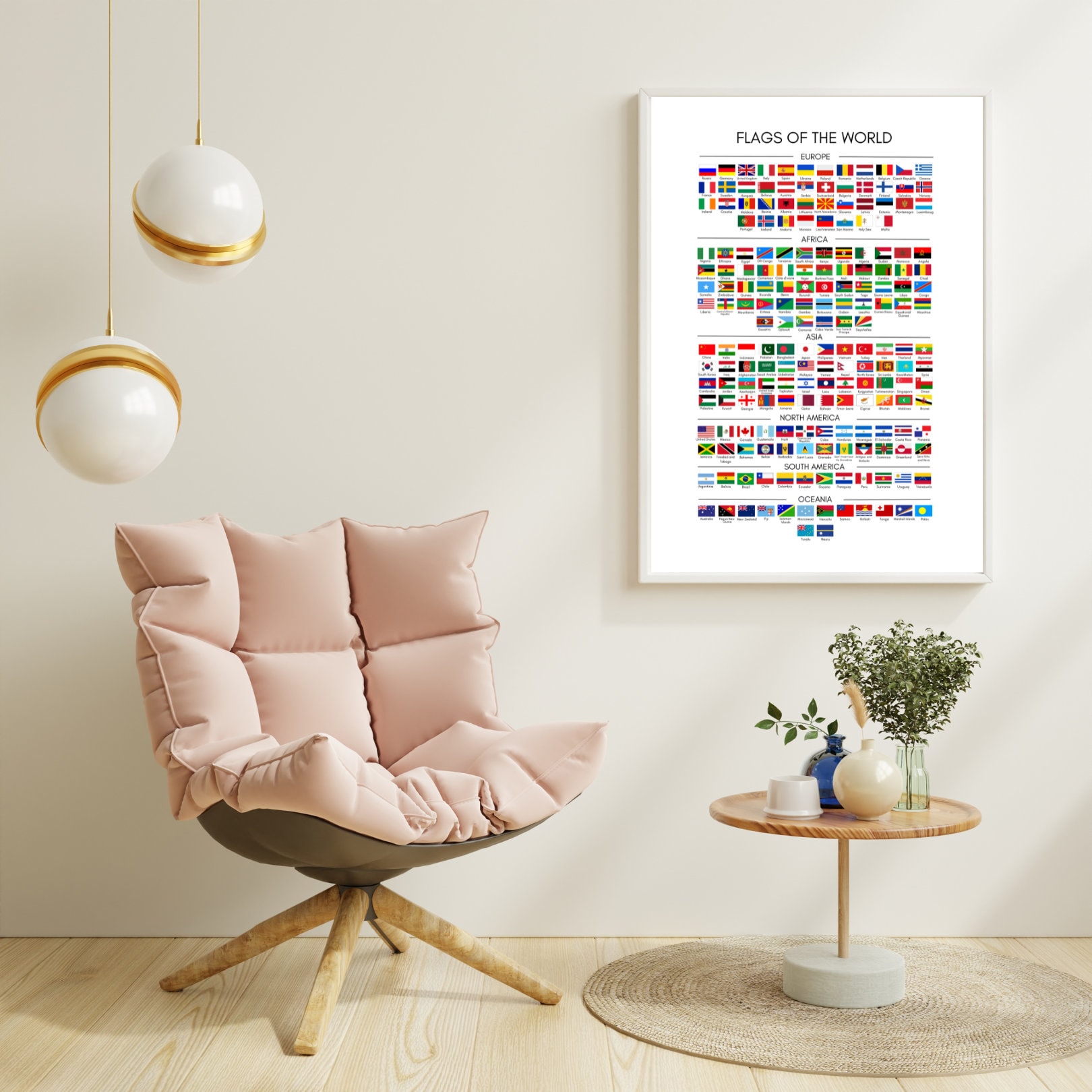 Flags of the World Wall Art, Educational Wall Print, Digital, Geography ...