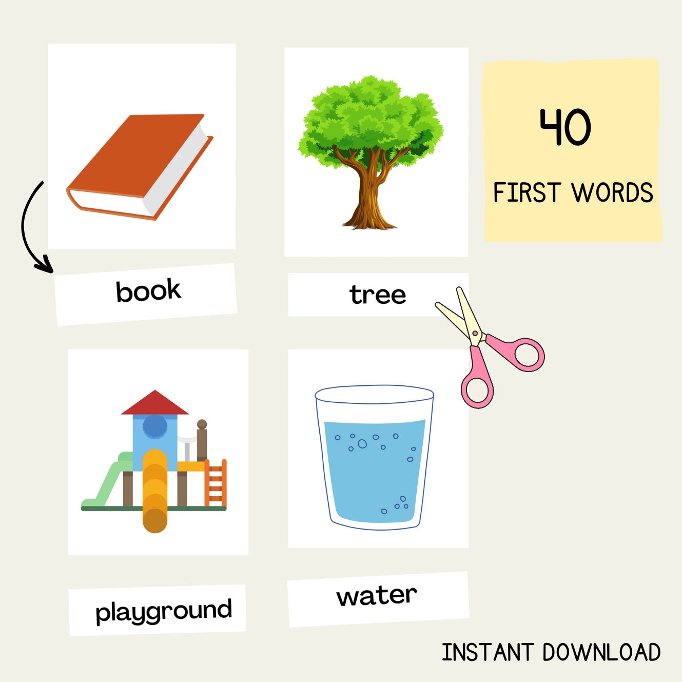 First Words Alphabet Flash Cards Baby Toddler Children Educational ...