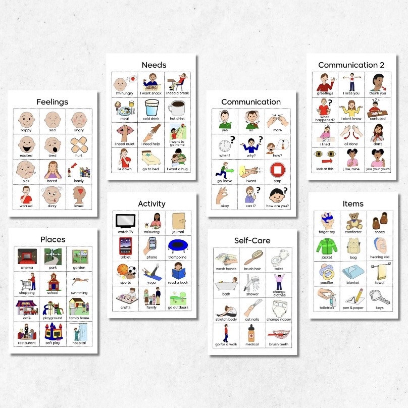 Non Verbal Communication Visual Board Flash Cards, Special Needs ...