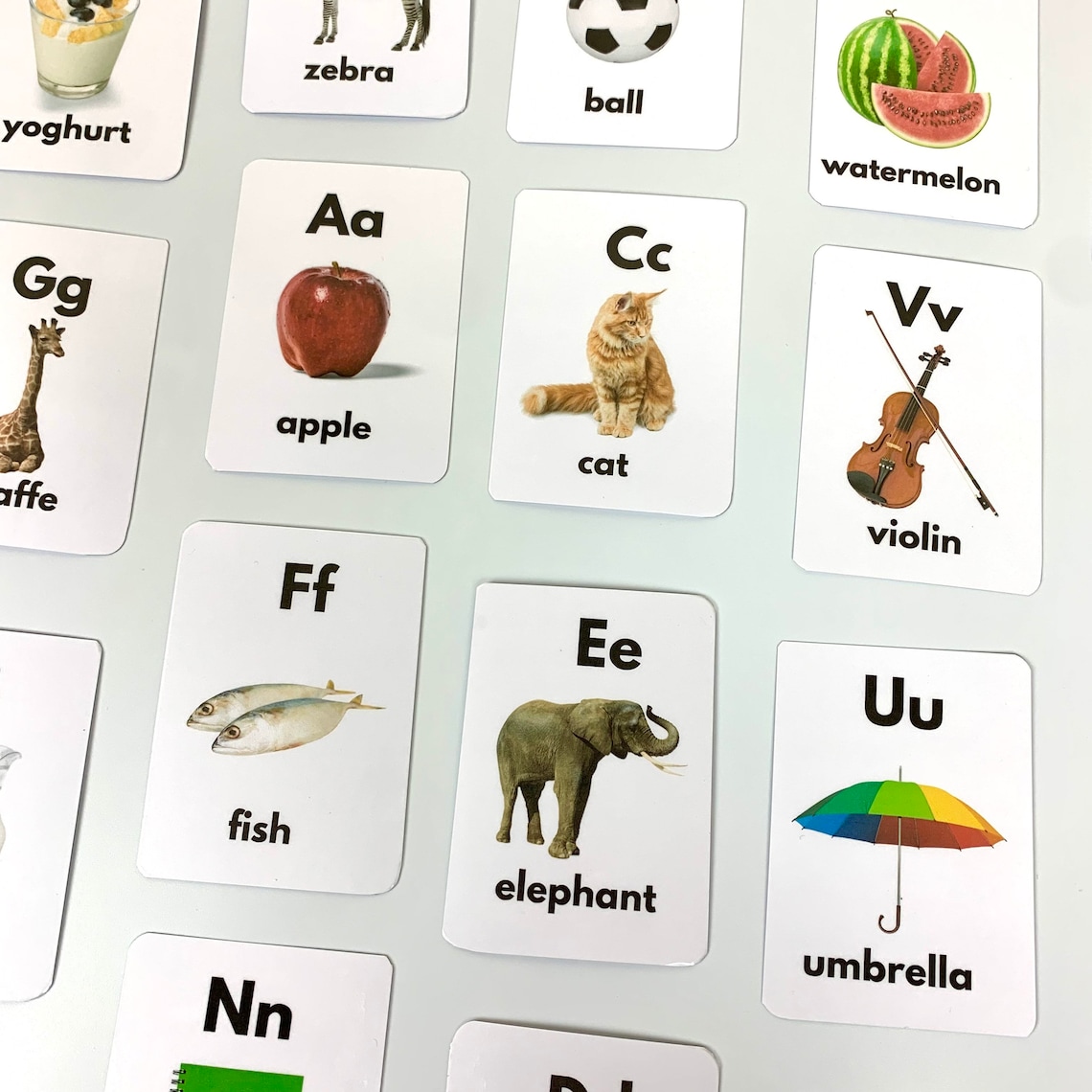 Alphabet Flash Cards Preschool Kids Children First Words Printable ...