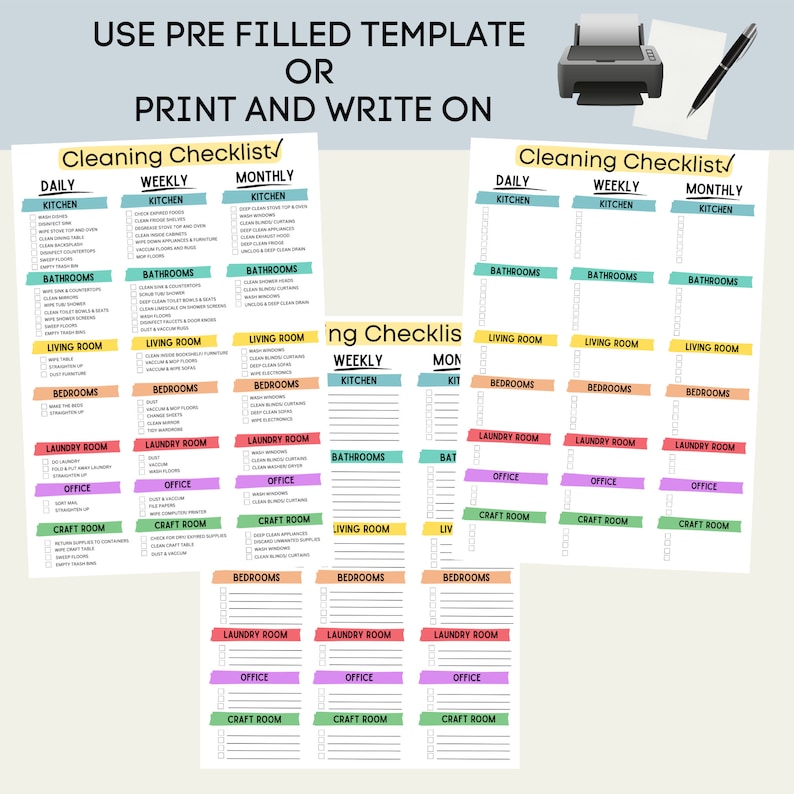 Cleaning Checklist, EDITABLE, Cleaning Schedule, Cleaning Planner ...