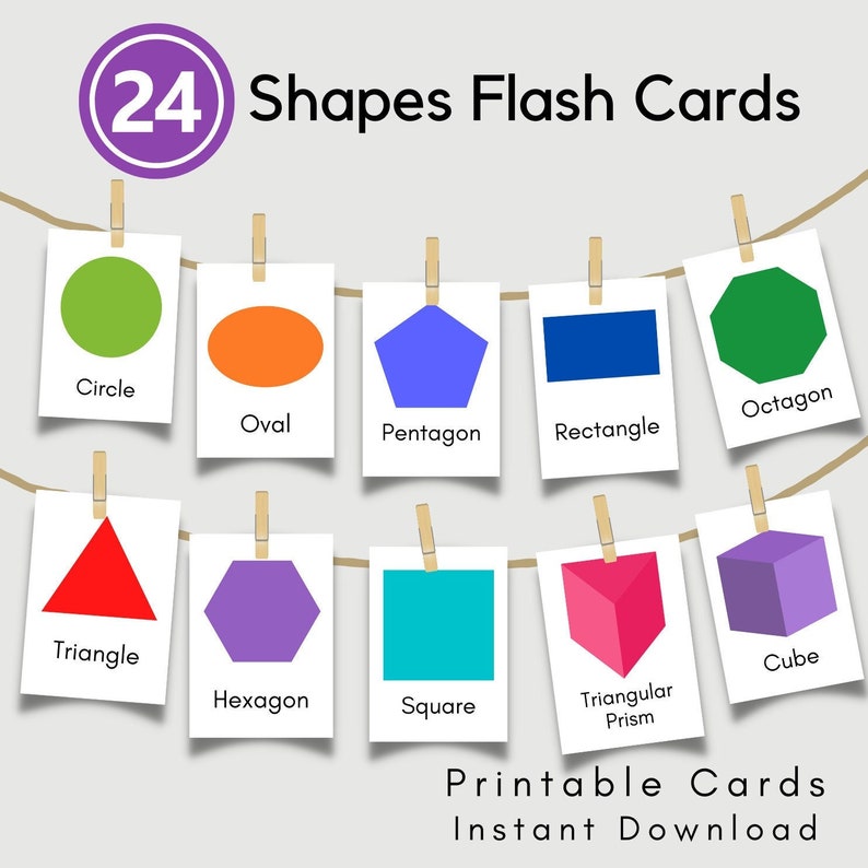 Shape Cards Maths Flash Cards PDF Printable Download Children ...