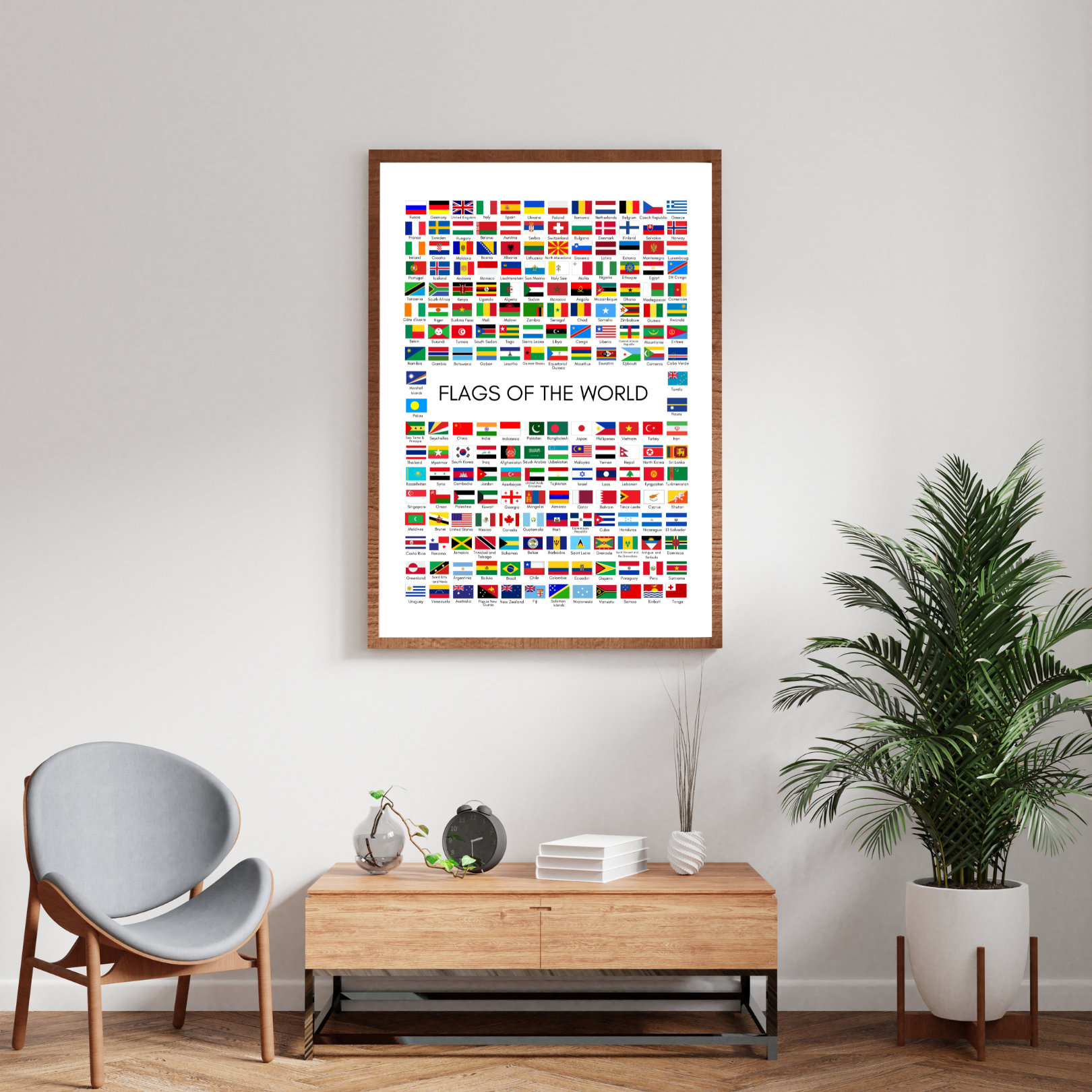 World Flags Wall Print, Educational Wall Print, Digital, Geography ...