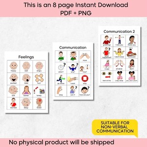 Non Verbal Communication Visual Board Flash Cards, Special Needs ...
