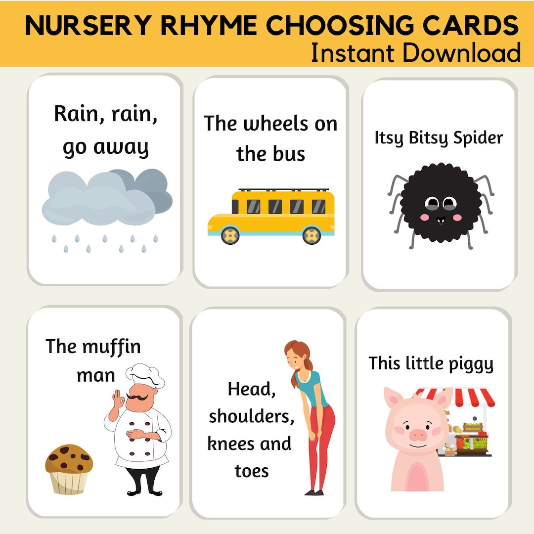 Nursery Rhymes Choosing Cards Baby Toddler Singing Game Preschool ...