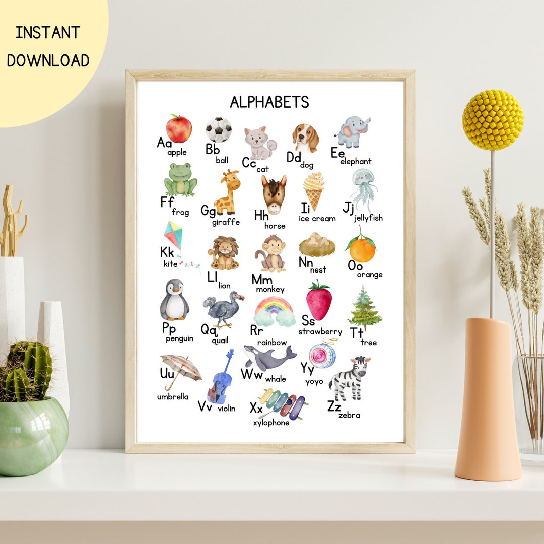 Alphabet Print, Alphabet Poster, Nursery Bedroom Playroom Alphabet ...
