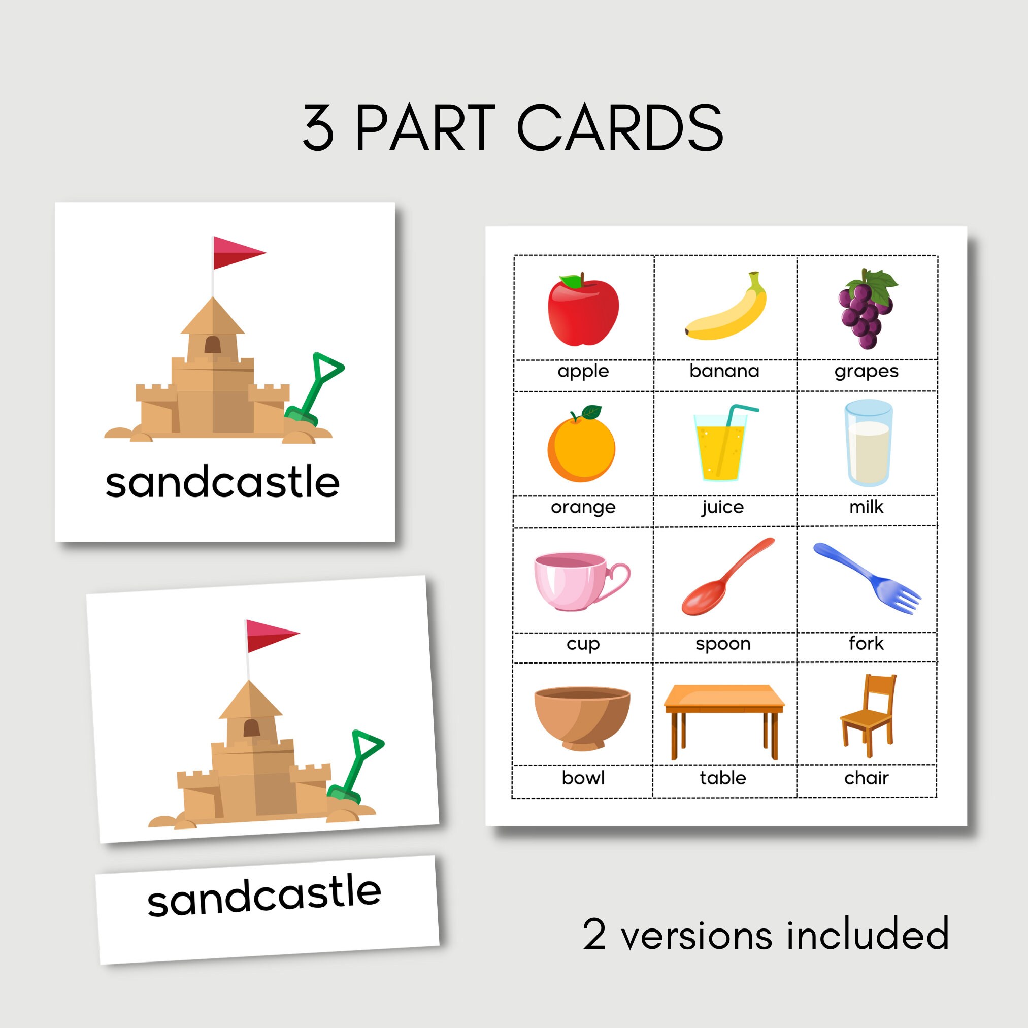 First Words Printable Cards Alphabet Flash Cards Baby Toddler Children ...