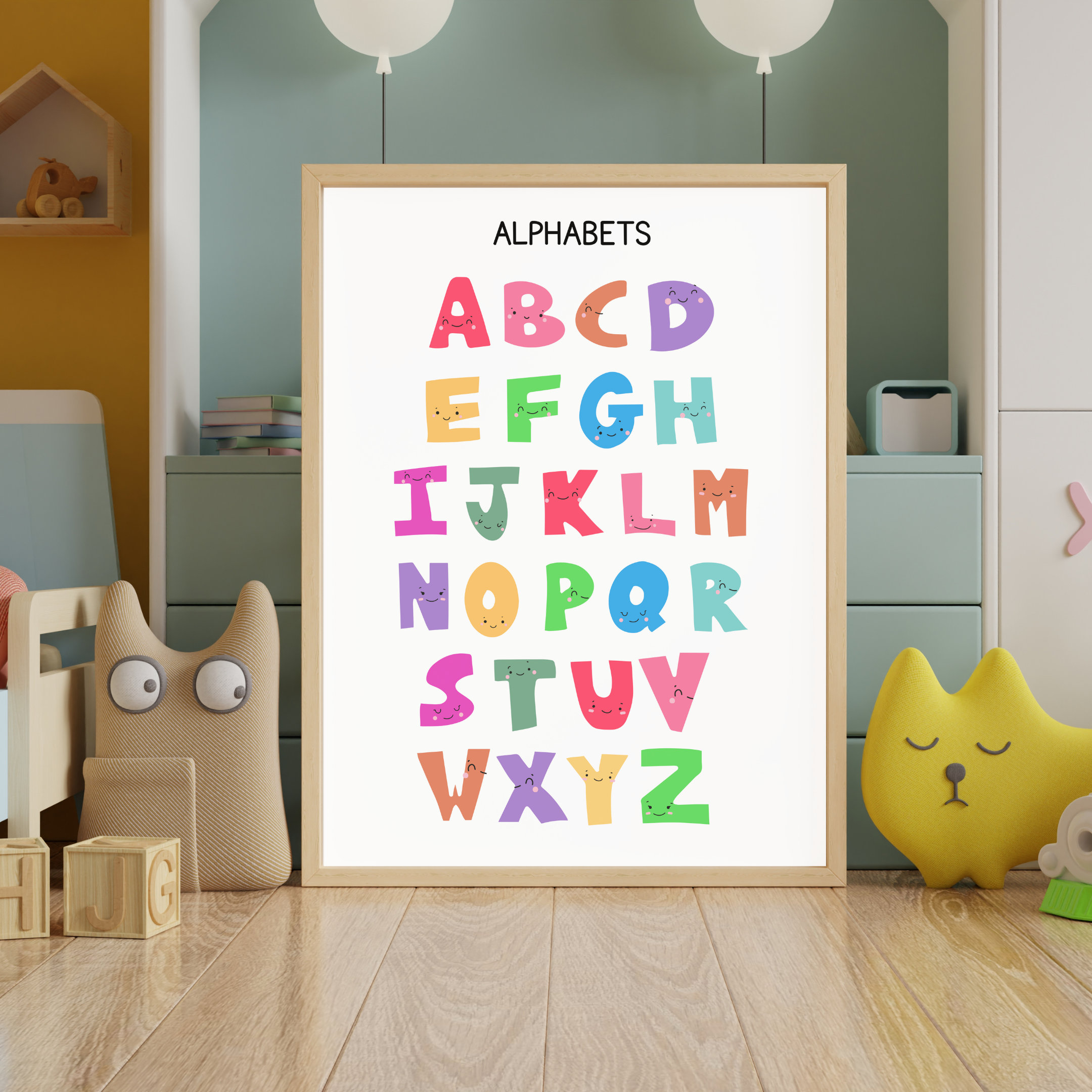 Alphabet Print, Alphabet Poster, Nursery Bedroom Playroom Alphabet ...