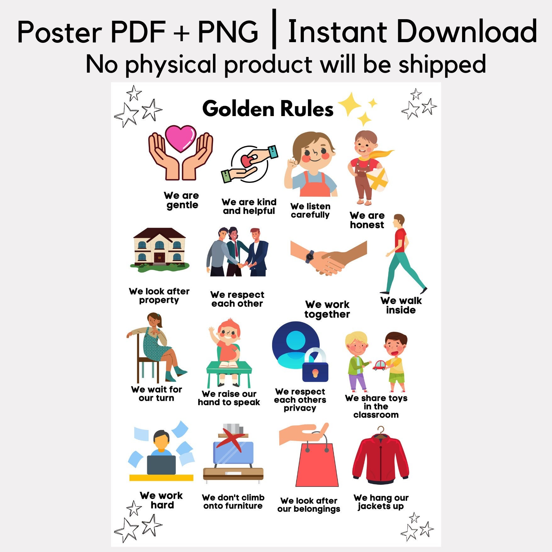 Class Room Home Rules Poster Communication Education Children Behaviour ...