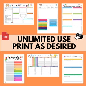 Childminder Planner, Day Care Organiser, Forms, Risk Assessments ...