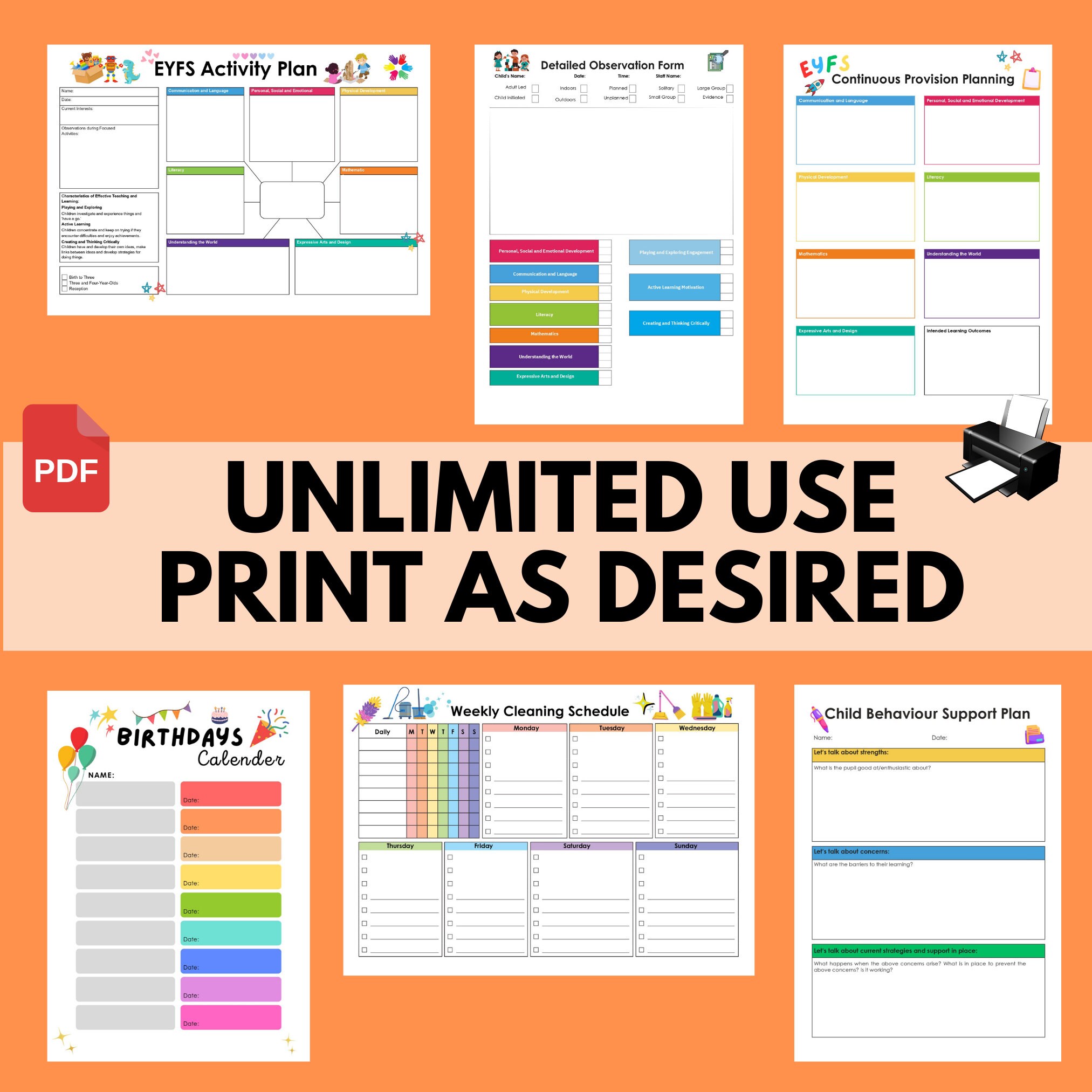 Childminder Planner, Day Care Organiser, Forms, Risk Assessments ...