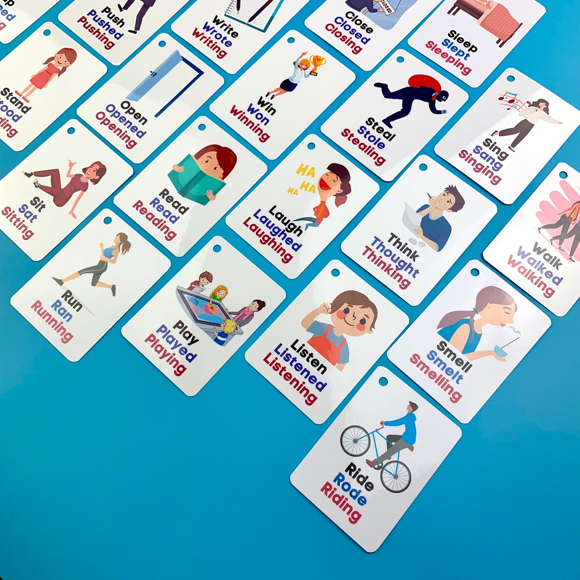 Action Verbs Flash Cards Children Preschool Educational Activity Kids ...